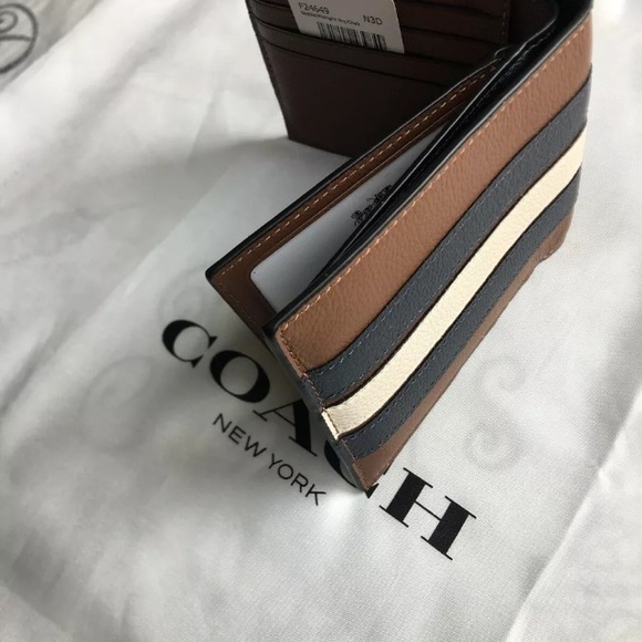 Coach | Bags | Coach Mens 3in Varsity Leather Stripe Wallet | Poshmark